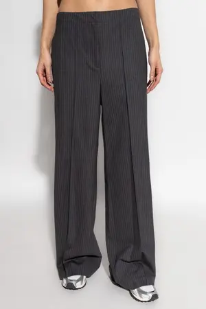 Rag & Bone Pinstripe Creased Trousers - Grey