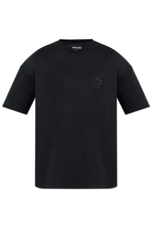 Giorgio Armani T-shirt With Embroidered Logo - Black