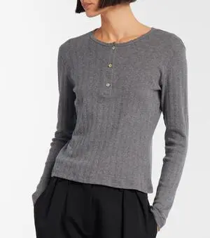 LESET Pointelle Cotton Henley Shirt