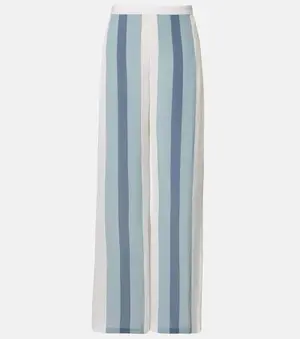 ADRIANA DEGREAS Striped Wide-leg Pants - Blue