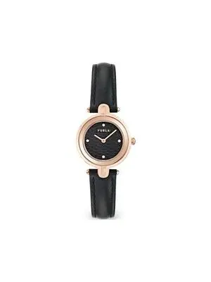 Furla 32mm Leather Strap Watch - Black