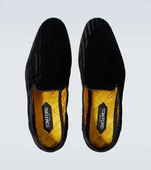 TOM FORD Steven Striped Velvet Loafers