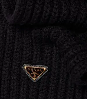 Prada Ribbed-knit Virgin Wool Scarf - Black