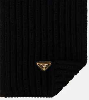 Prada Ribbed-knit Virgin Wool Scarf - Black