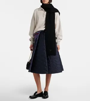 Prada Ribbed-knit Virgin Wool Scarf - Black