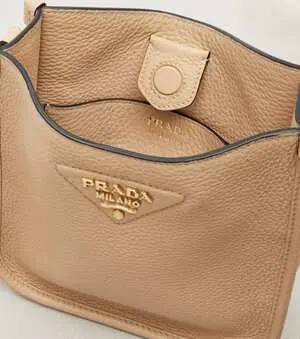 Prada Mini Leather Shoulder Bag - Beige