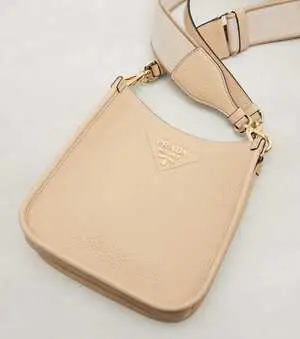 Prada Mini Leather Shoulder Bag - Beige