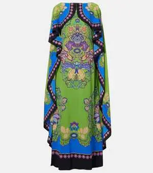 La DoubleJ Magic Printed Cape Effect Silk Maxi Dress