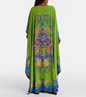 La DoubleJ Magic Printed Cape Effect Silk Maxi Dress
