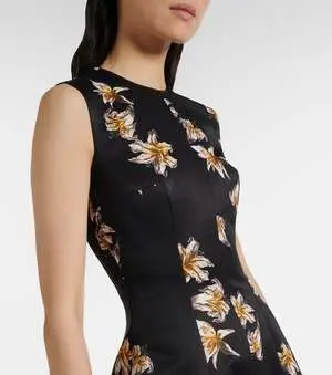 EMILIA WICKSTEAD Mara Floral Duchess Satin Midi Dress - Black