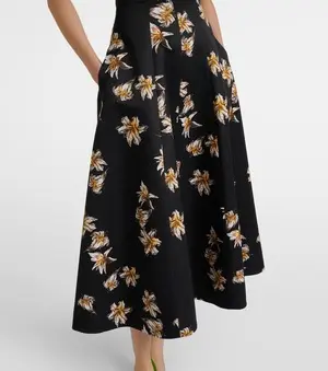 EMILIA WICKSTEAD Mara Floral Duchess Satin Midi Dress - Black