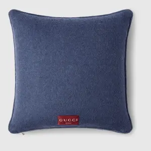 Gucci Gg Wool Cashmere Jacquard Cushion - Blue