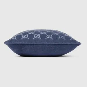 Gucci Gg Wool Cashmere Jacquard Cushion - Blue