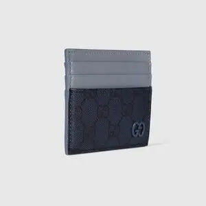 Gucci Dusty Trim Gg Card Case Gg Canvas - Blue