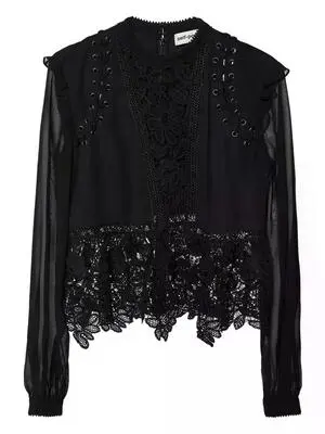 SELF-PORTRAIT Lace-trimmed Blouse