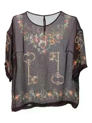 Dolce & Gabbana Floral Key Silk Top