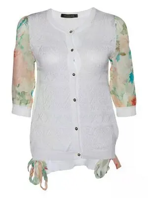Roberto Cavalli Floral-sleeve Cardigan