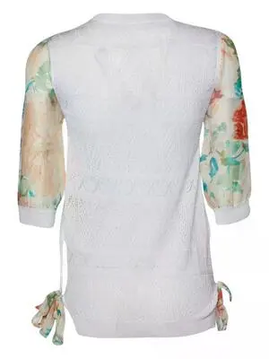 Roberto Cavalli Floral-sleeve Cardigan