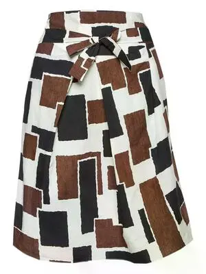 Marni Geometric-print Wrap Skirt - Brown