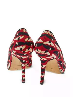 Manolo Blahnik Abstract Pattern Peep-toe Heels