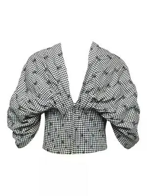 Simkhai Puff Sleeve Gingham Top