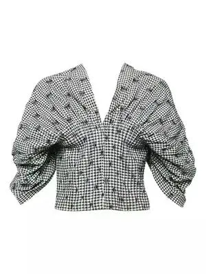 Simkhai Puff Sleeve Gingham Top