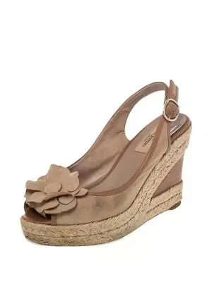 Valentino Garavani 105mm Floral Appliqué Wedge Espadrilles