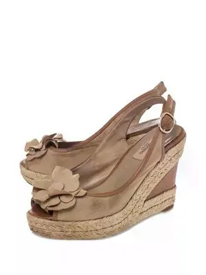 Valentino Garavani 105mm Floral Appliqué Wedge Espadrilles