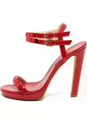 SERGIO ROSSI 185mm Crystal-embellished Buckle Sandals - Red