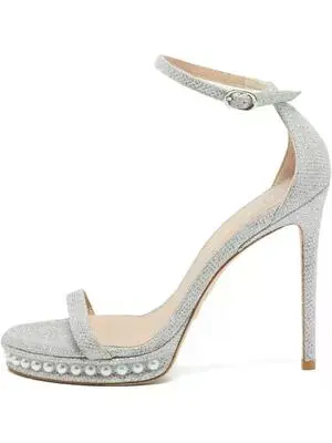 STUART WEITZMAN Glitter Pearl-embellished Stiletto Sandals