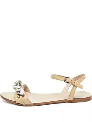 Miu Miu Crystal Buckle Sandals - Neutrals
