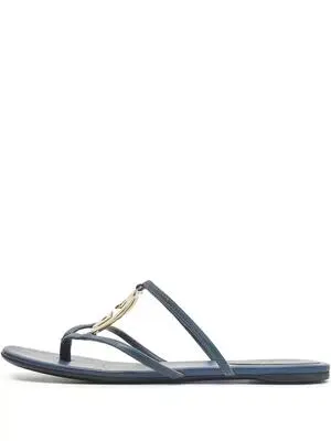 Gucci Strappy Thong Sandals With Gold-tone Interlocking Gg Logo