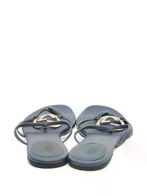 Gucci Strappy Thong Sandals With Gold-tone Interlocking Gg Logo