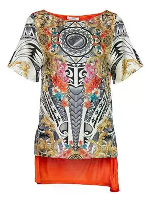 Versace Barocco-print Silk Top