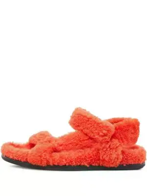 Fendi Ff Shearling Sandals