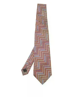 Ermenegildo Zegna Herringbone-pattern Silk Neck Tie - Red