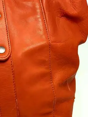 Emporio Armani Leather Tote Bag With Logo Appliqu - Orange