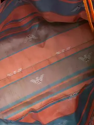 Emporio Armani Leather Tote Bag With Logo Appliqu - Orange