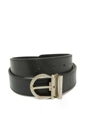 FERRAGAMO Textured Leather Belt - Black