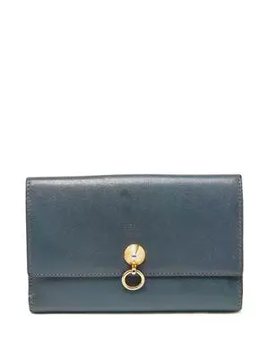 Fendi Logo-stamp Leather Compact Wallet - Grey