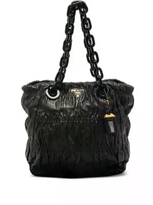 Prada Ruched Leather Chain Tote
