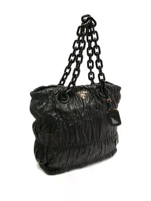 Prada Ruched Leather Chain Tote
