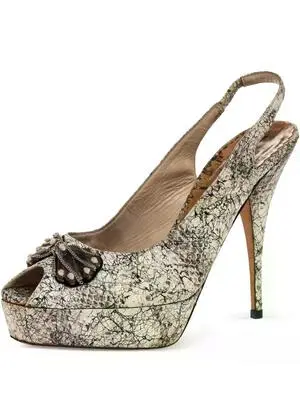 Oscar De La Renta Snake Print Slingback Sandals