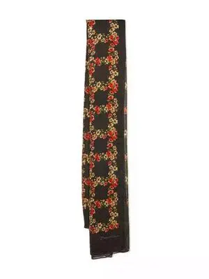 Dolce & Gabbana Floral-pattern Silk Scarf - Black