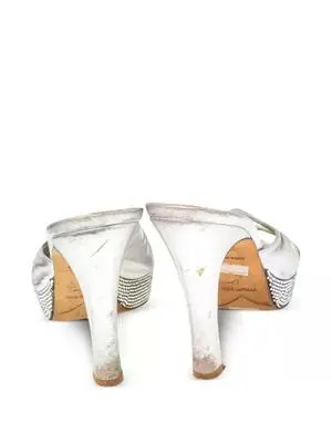 Rene Caovilla 110mm Leather Platform Sandals - Silver