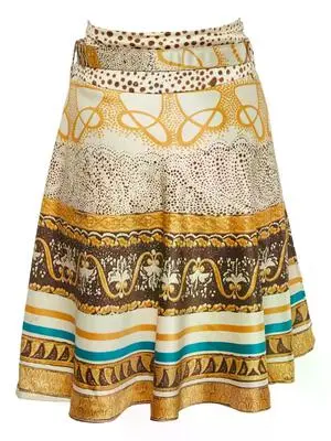 Roberto Cavalli Belted Printed Midi Skirt
