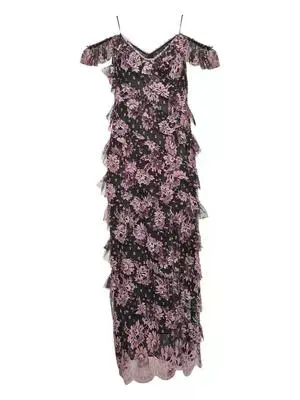 Alessandra Rich Floral-lace Maxi Dress - Black