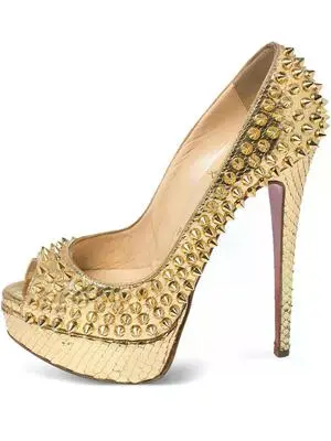 CHRISTIAN LOUBOUTIN Studded Python-embossed Platform Pumps