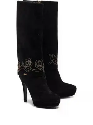 LORIBLU 100mm Rose-embroidered Boots