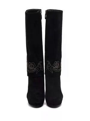 LORIBLU 100mm Rose-embroidered Boots